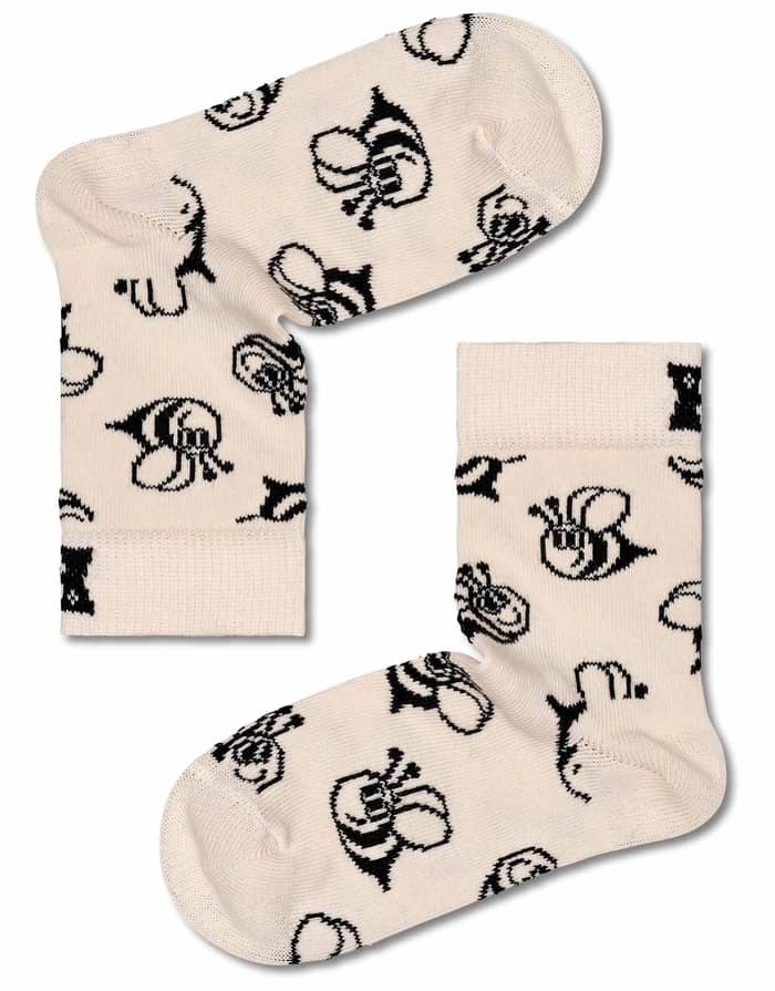 Happy Socks Kids 2-Pack Bee Socks White Kids' Socks : Snowleader