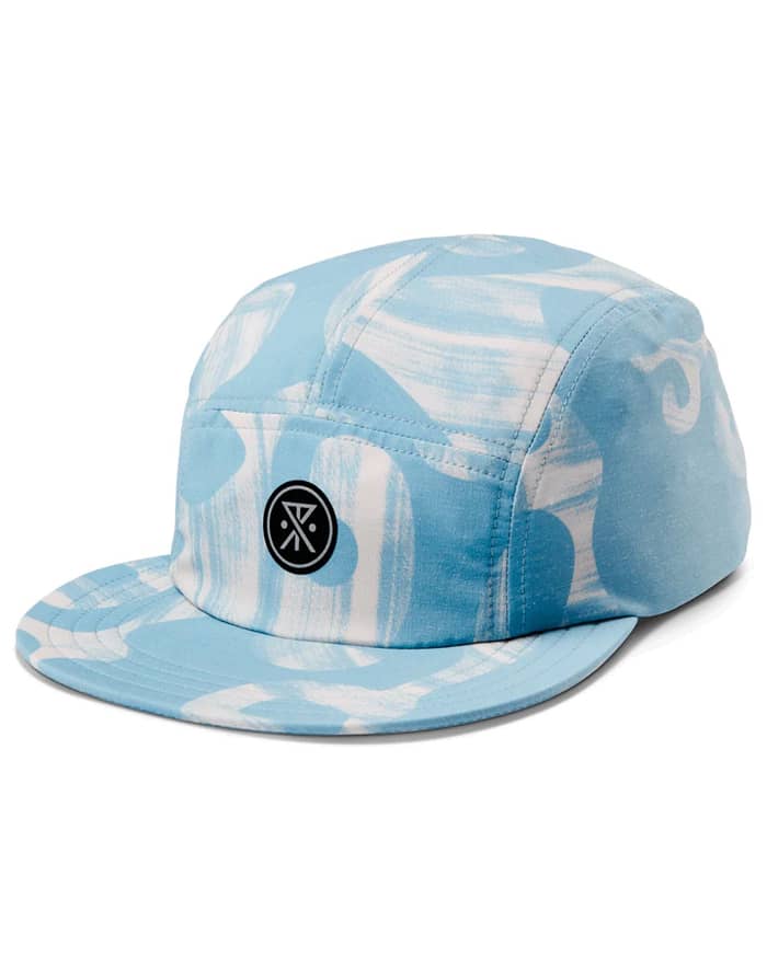 Roark Batik Camper 5 Panel Aqua Blue Caps : Snowleader