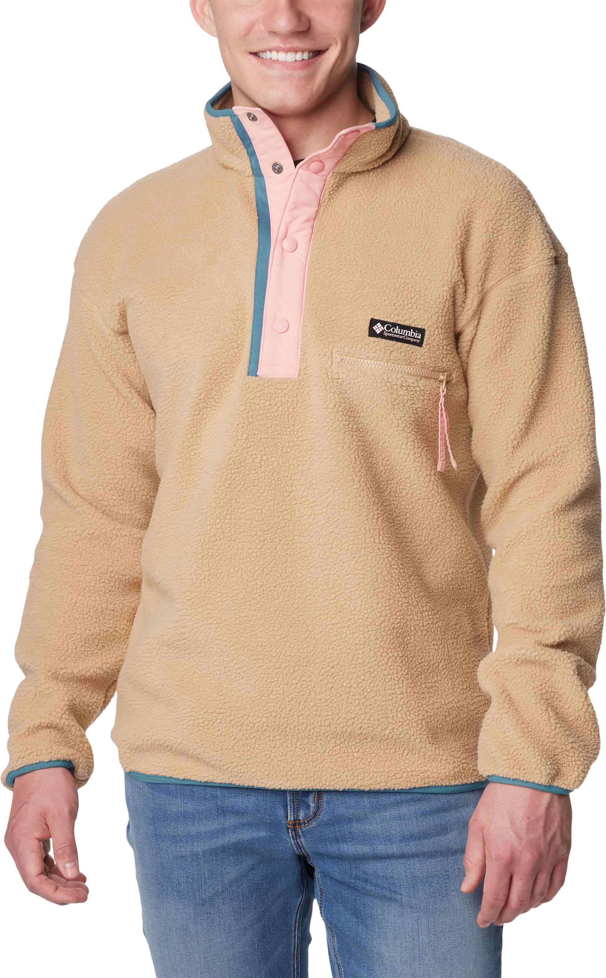 Columbia M Helvetia Half Snap Fleece Canoe Salmon Rose Cloudburst ...