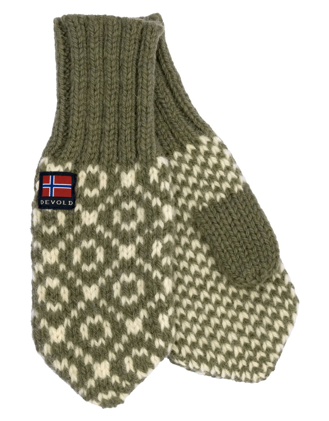 Devold of Norway Svalbard Wool Mitten Olive/Offwhite Guantes : Snowleader