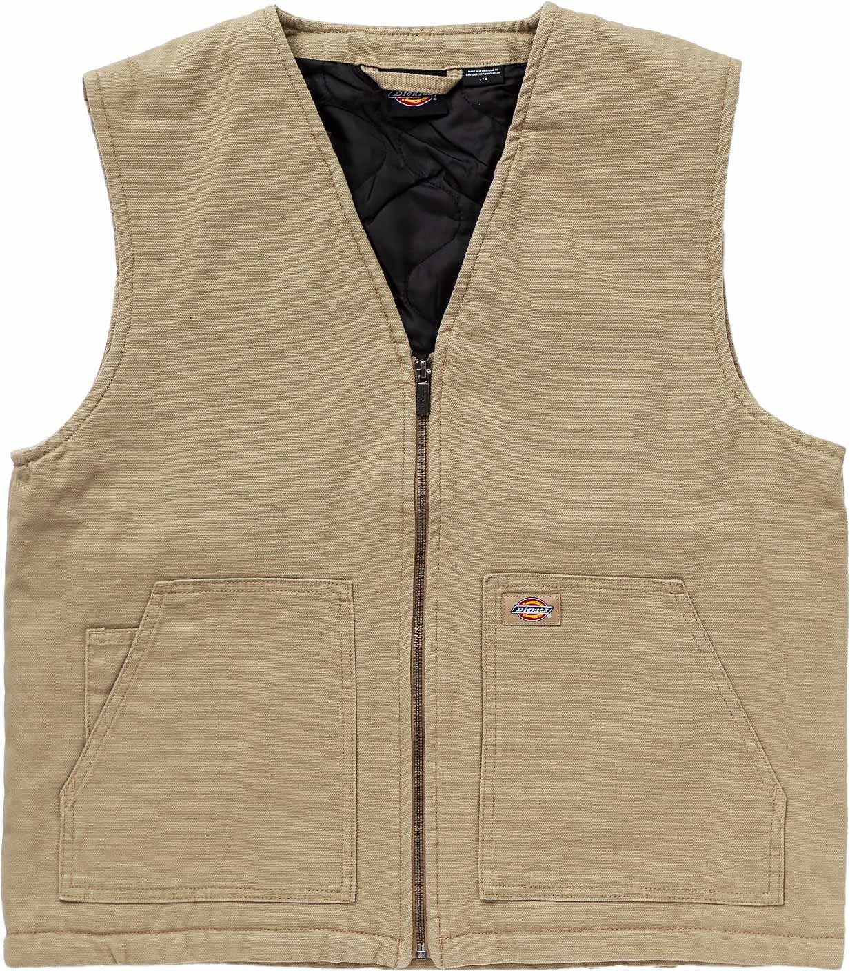 Dickies Duck Canvas Summer Vest Stonewashed Desert Sand Coats : Snowleader