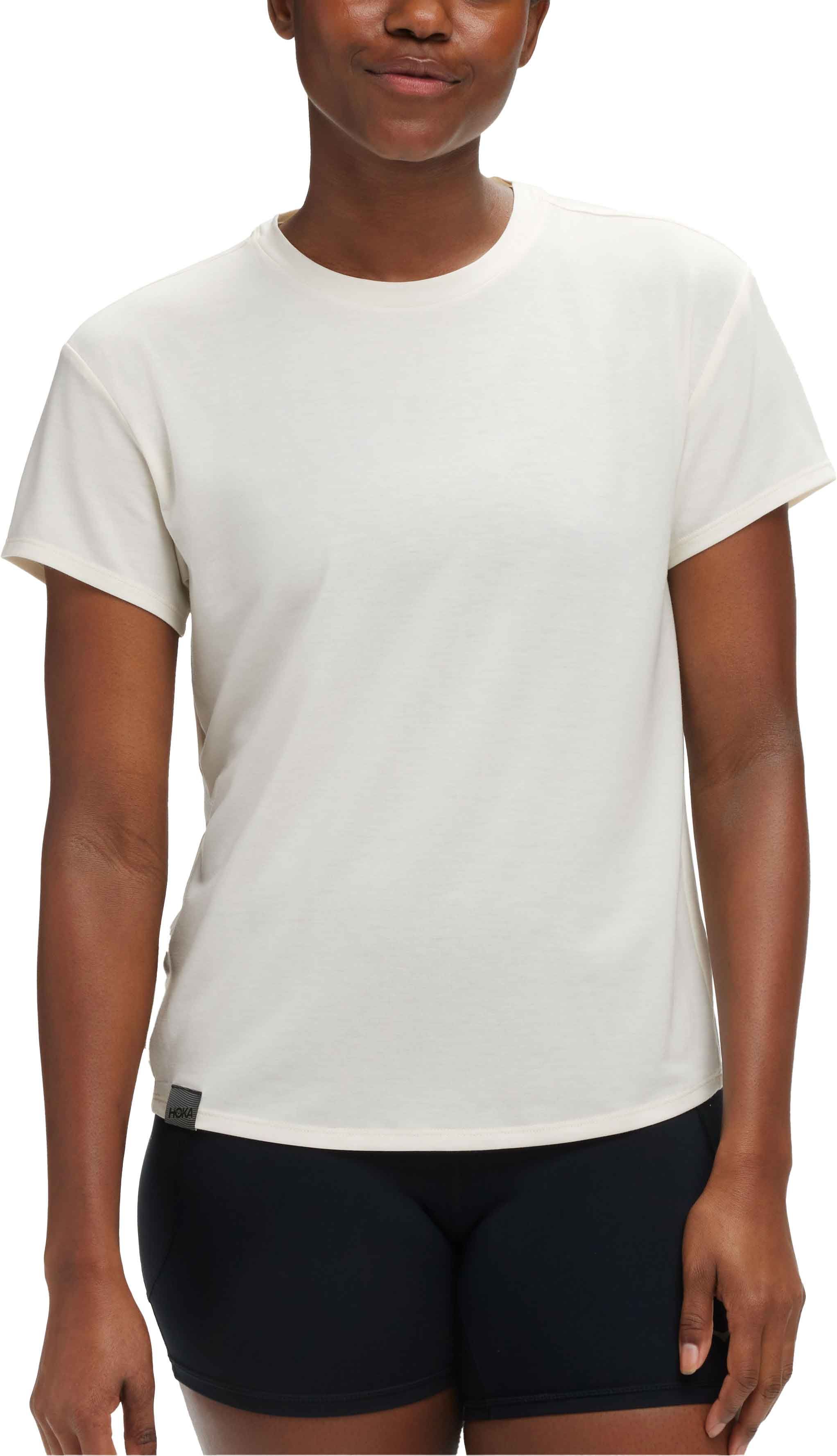 Hoka Hoka Essential Tee W Eggnog Women's trail running T-shirts ...