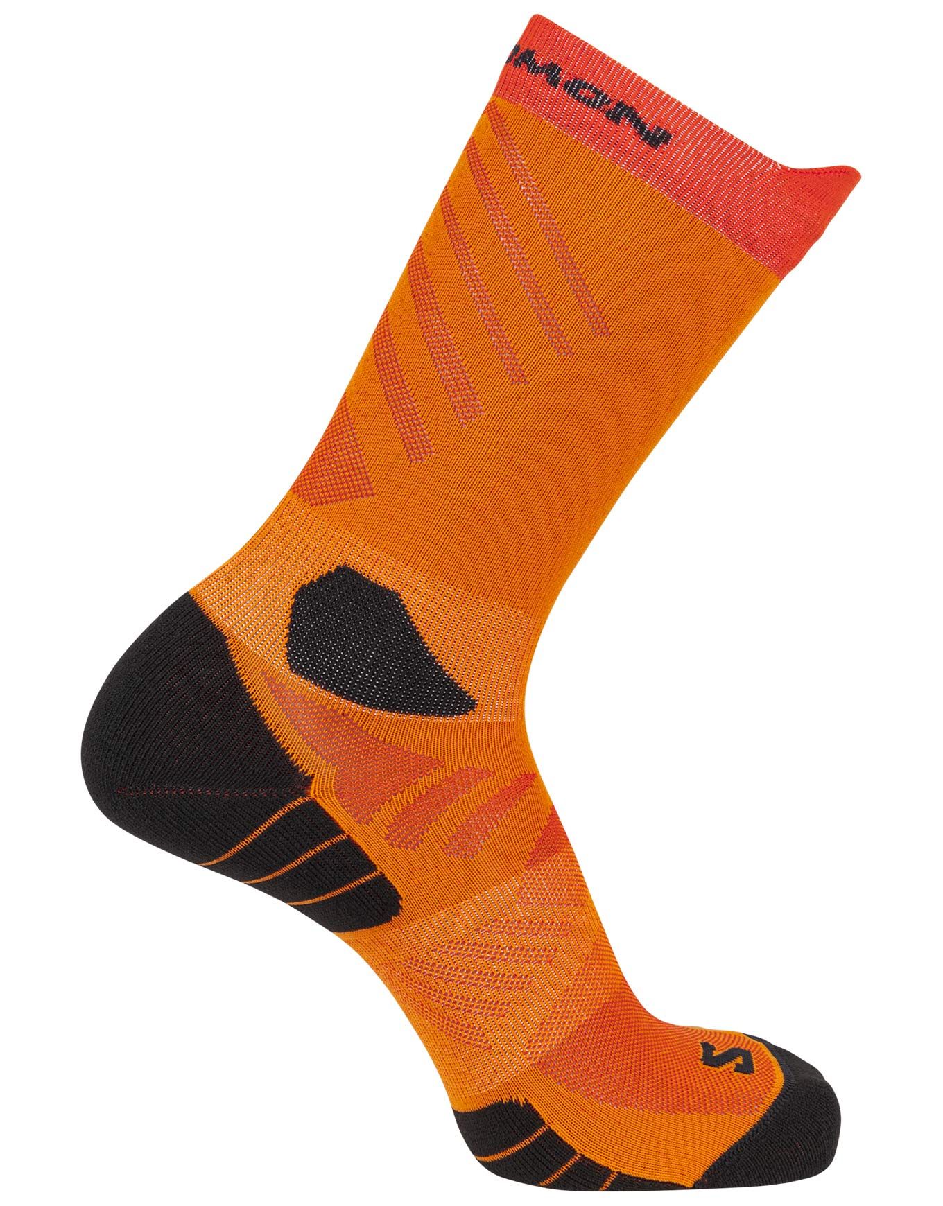 Salomon Socks Aero Crew Red Orange/Turmeric Trail running socks ...