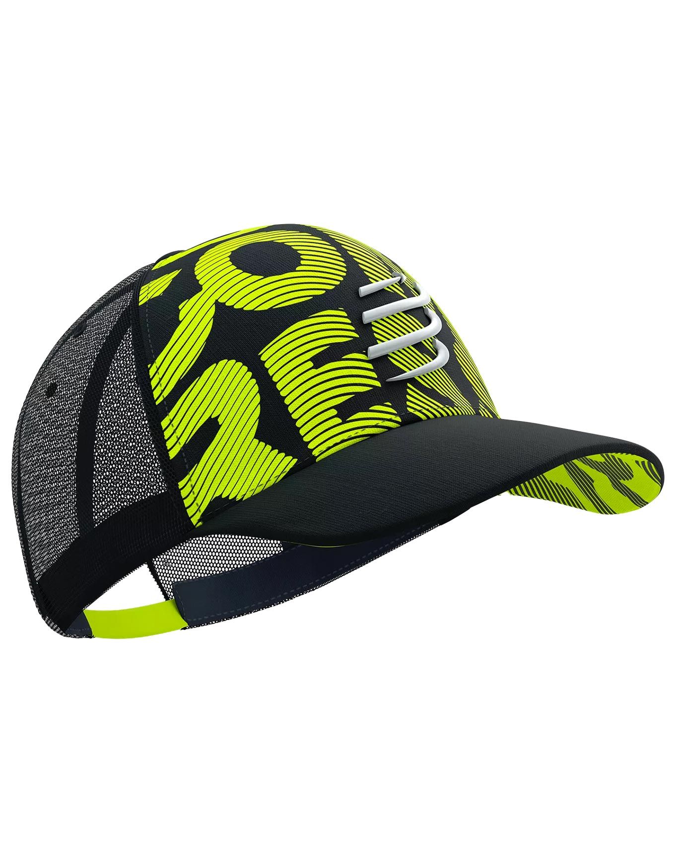 Compressport Trucker Cap Flash Black/Fluo Yellow Gorras y cintas trail ...