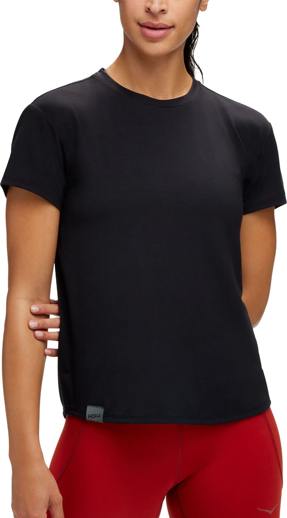 Hoka Hoka Essential Tee W Black Women's trail running T-shirts : Snowleader