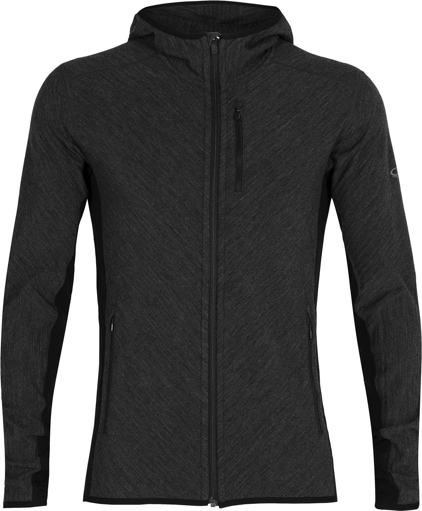 Icebreaker M Merino Descender LS Zip Hood Jet Heather/Black Wander ...