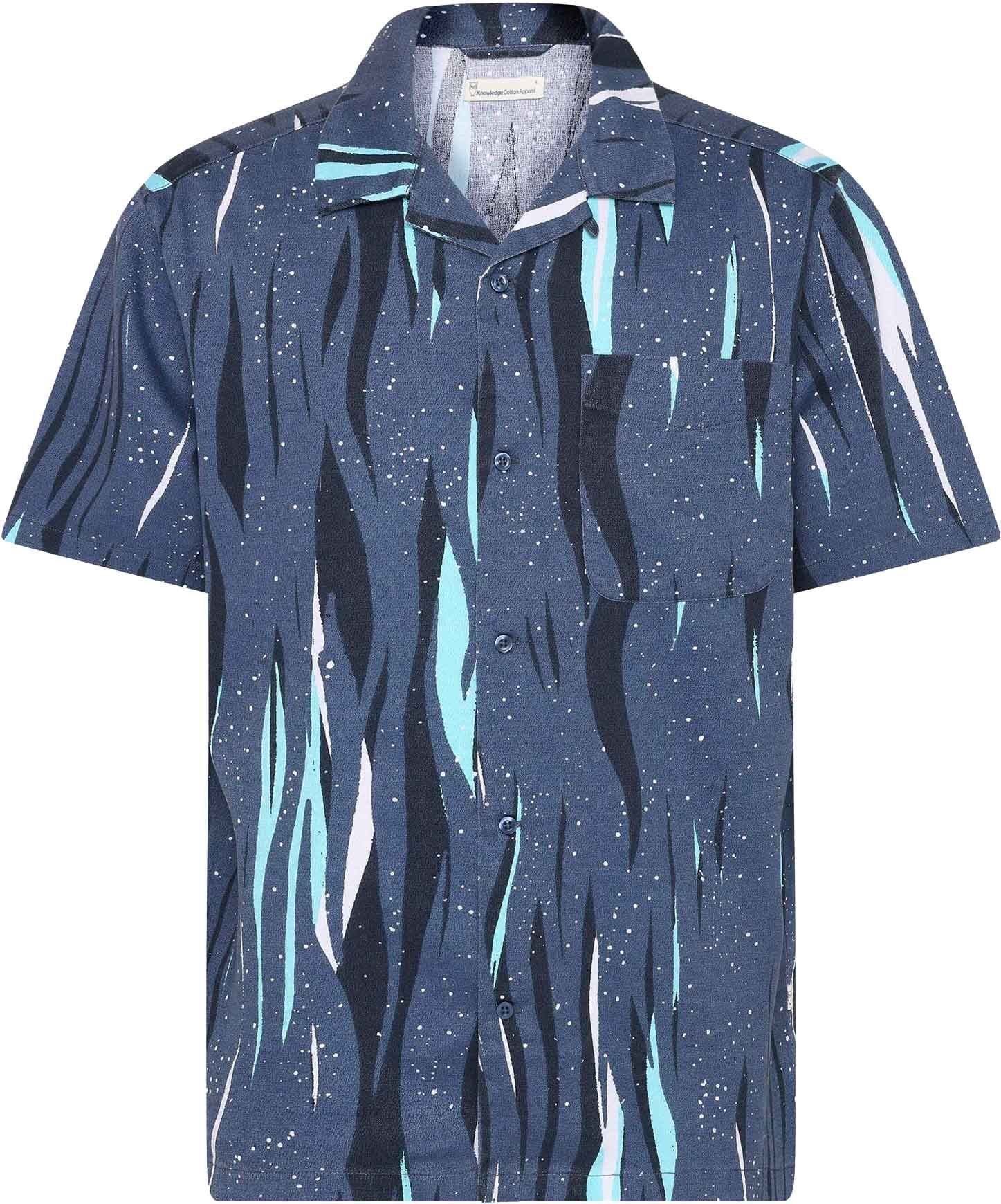 Knowledge Cotton Apparel Box Short Sleeve Northern Lights Shirt Blue ...