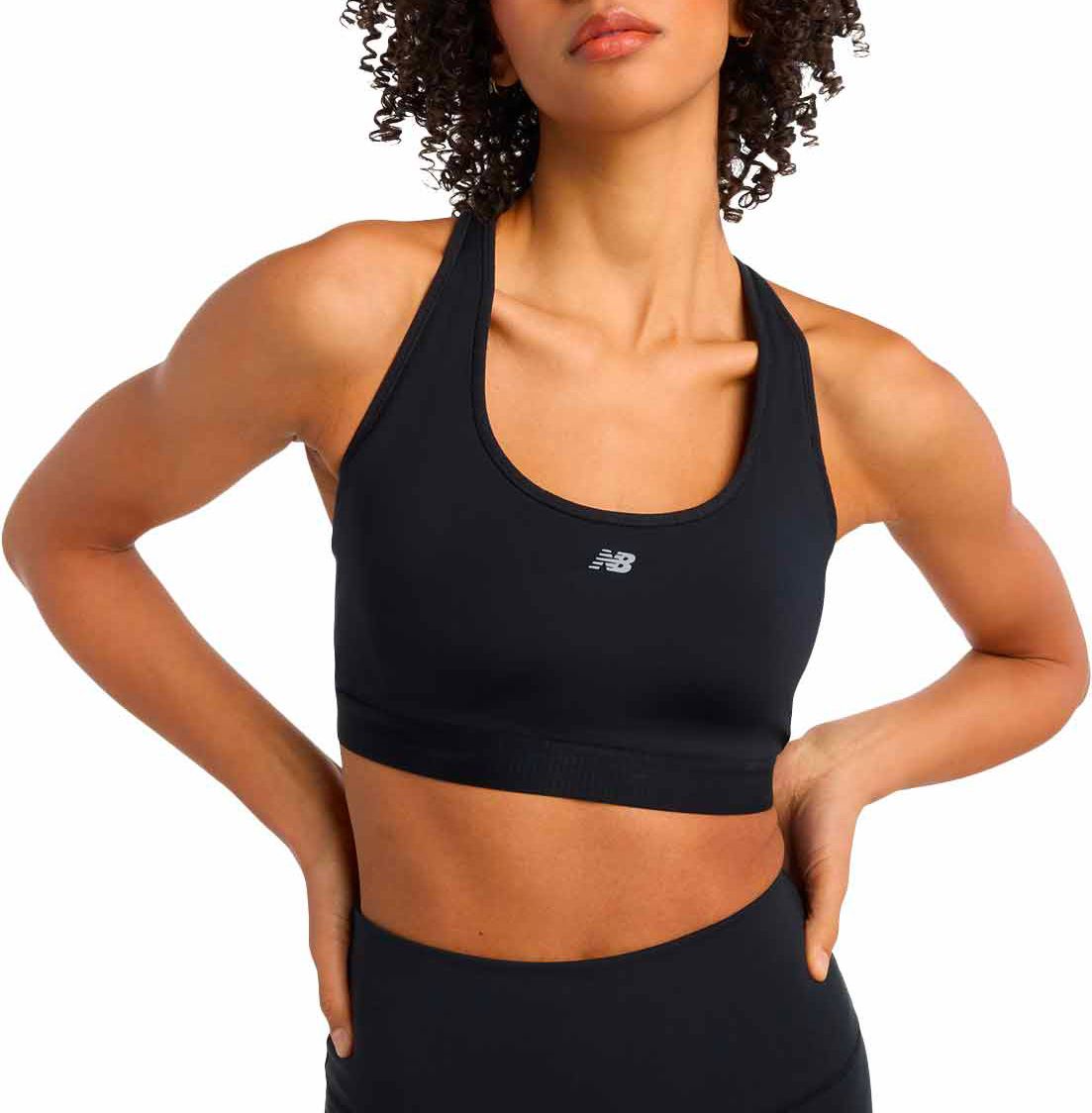 New Balance NB Essential Run Bra Black Sports bras : Snowleader