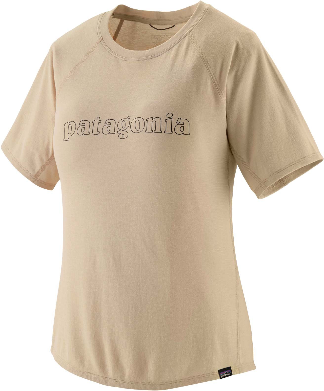 Patagonia W's Cap Cool Trail Graphic Shirt Outline Text Logo Pumice ...