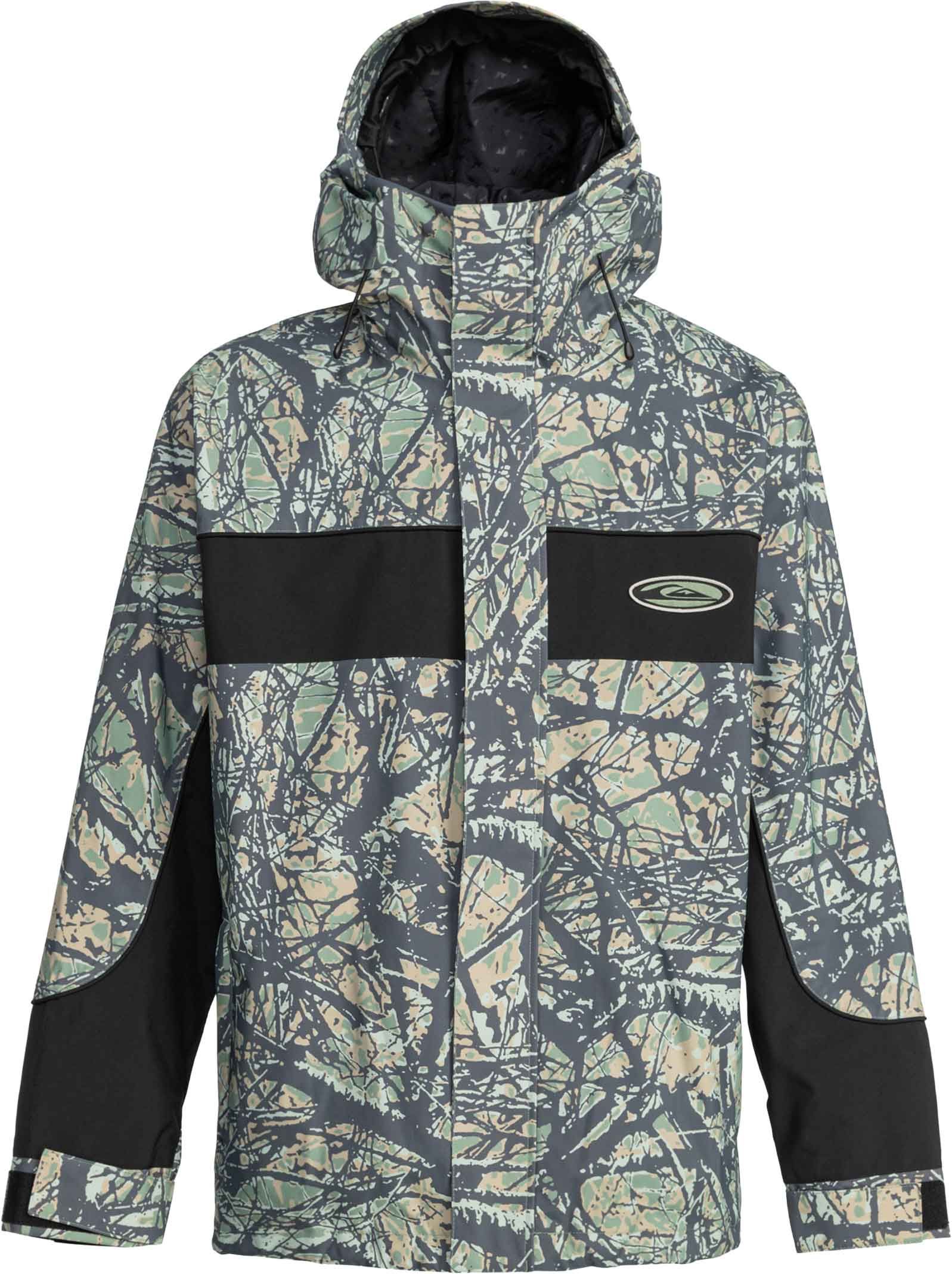 Quiksilver High Altitude 20K Jacket Woodland Abstract Sea Spray Ski ...