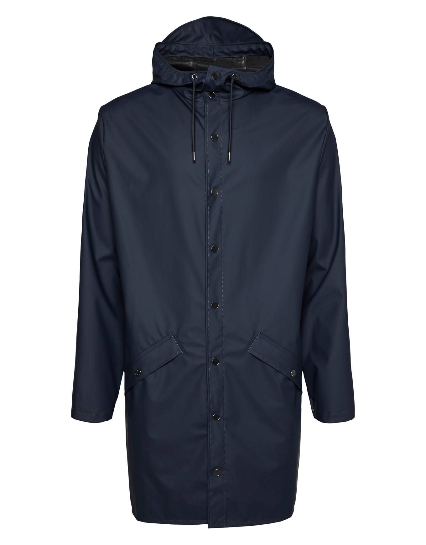Rains Long Jacket W3 Navy Waterproof Jackets : Snowleader