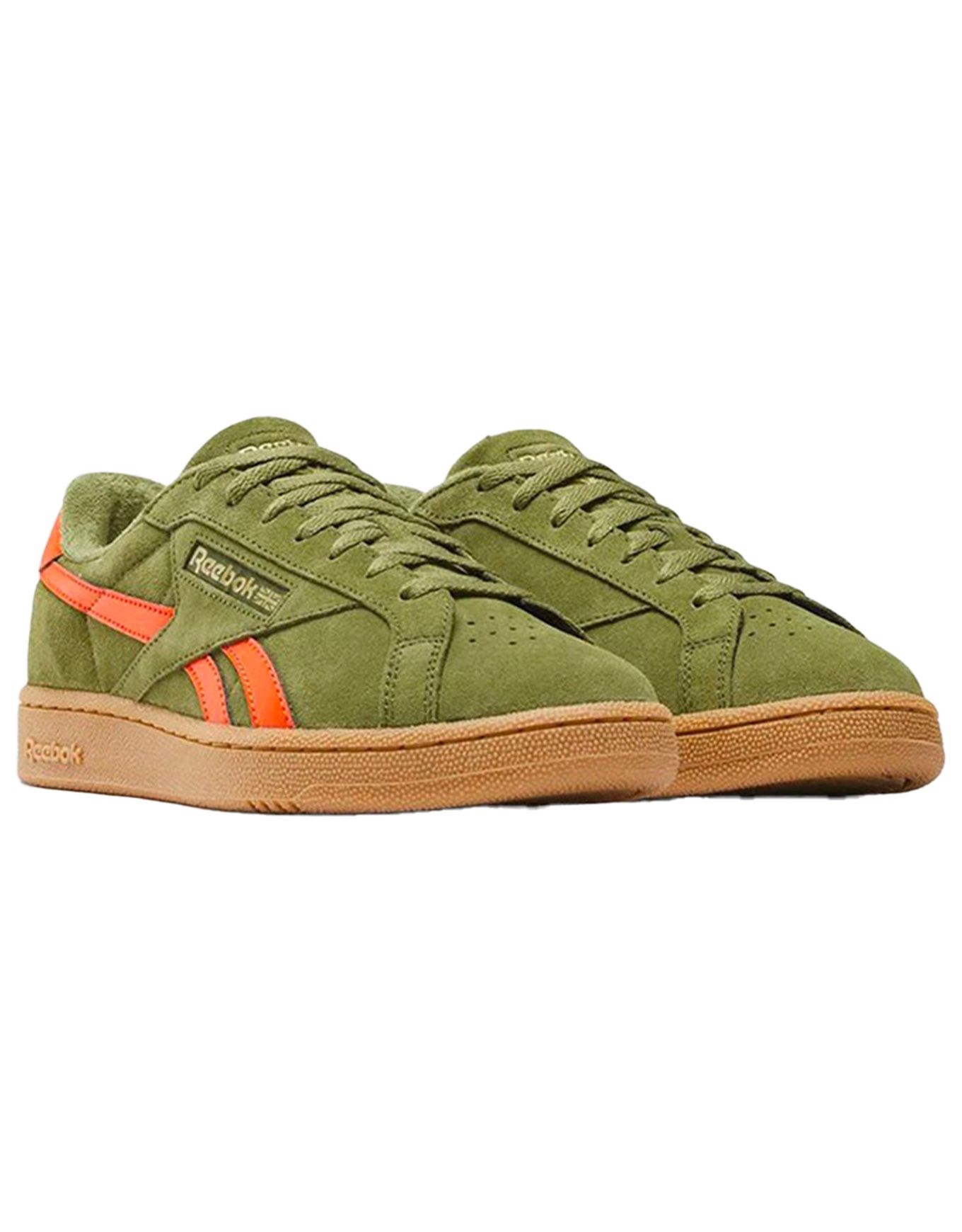Reebok Club C Grounds Uk Deep Olive Pump Orange Gum Trainers : Snowleader