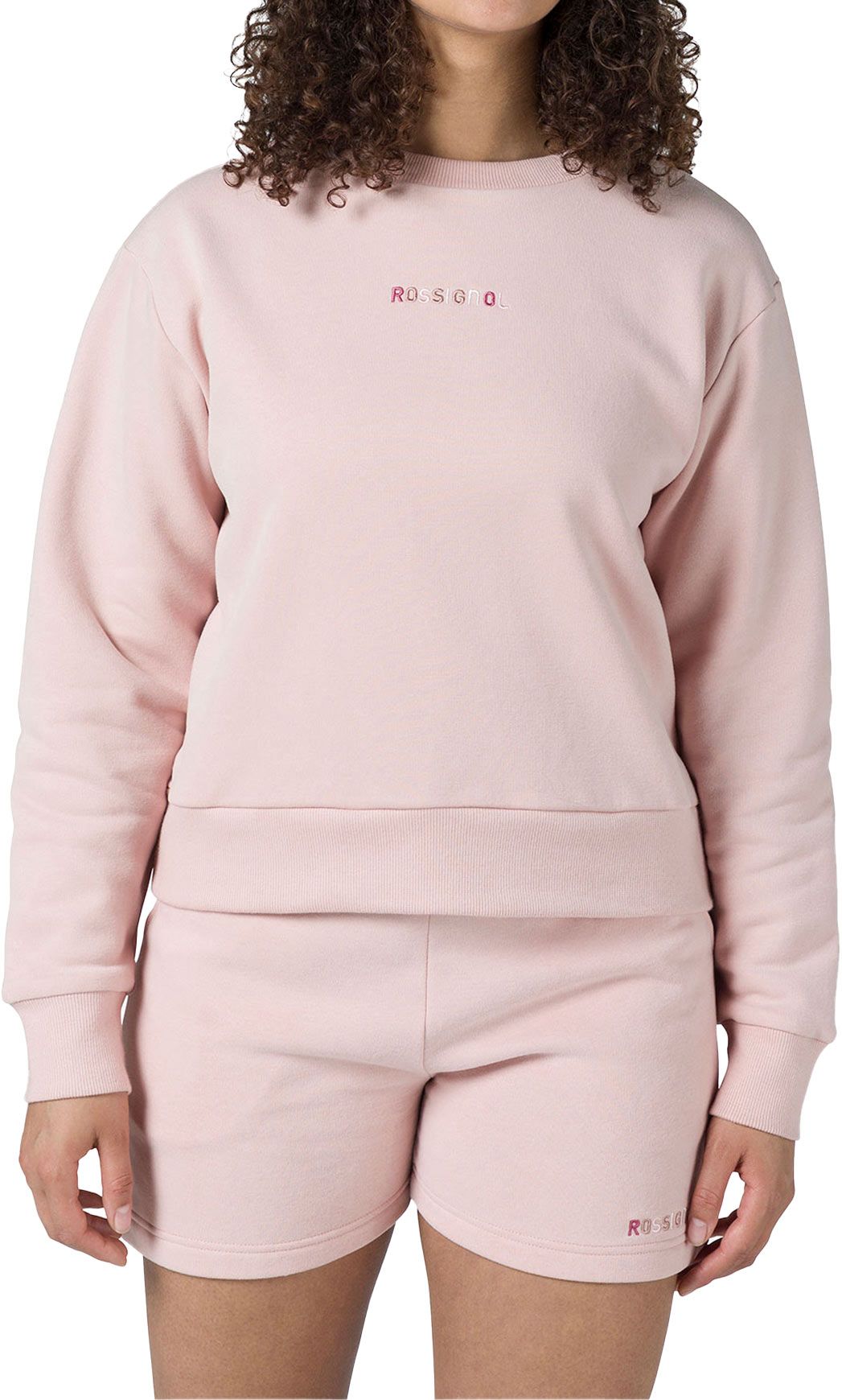 Rossignol W Embroidery Rn Sweat Powder Pink Sweats femme : Snowleader