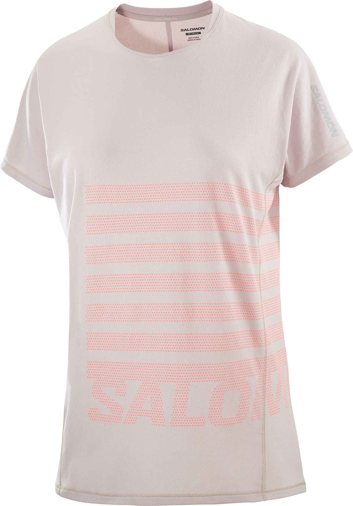 Salomon Sense Aero SS Tee GFX W Etherea/Neon Flame Women's trail ...