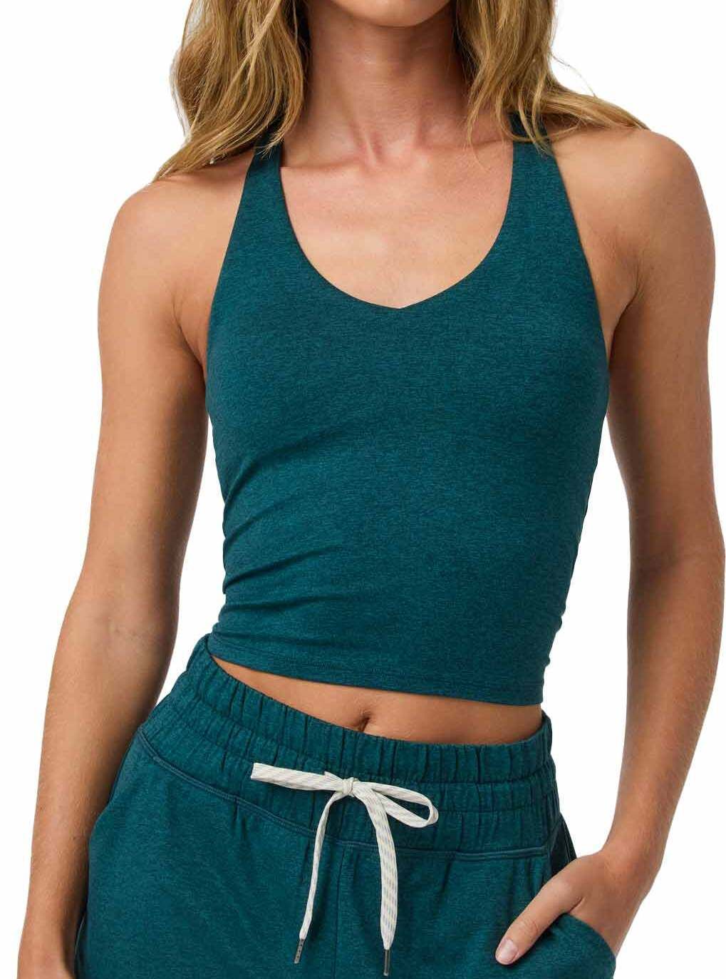 Vuori Halo Performance Crop Tank 2.0 W Moss Heather T-Shirts Damen ...